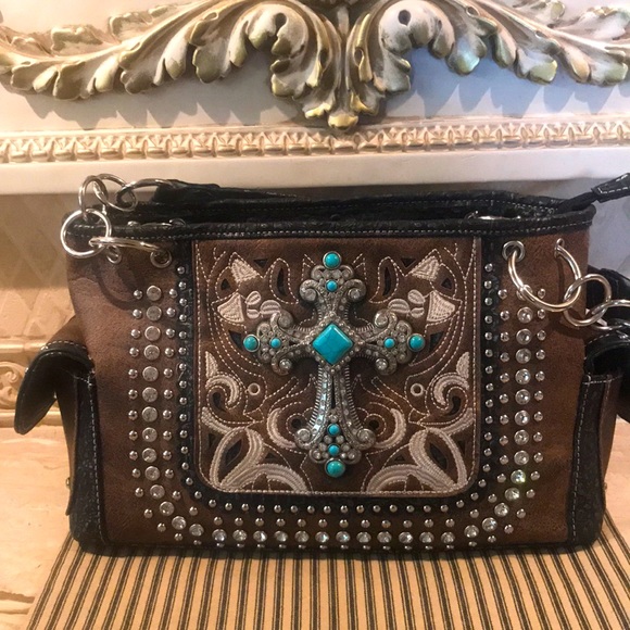 Lavish | Bags | Nwt Western Style Rhinestone Studded Satchel | Poshmark